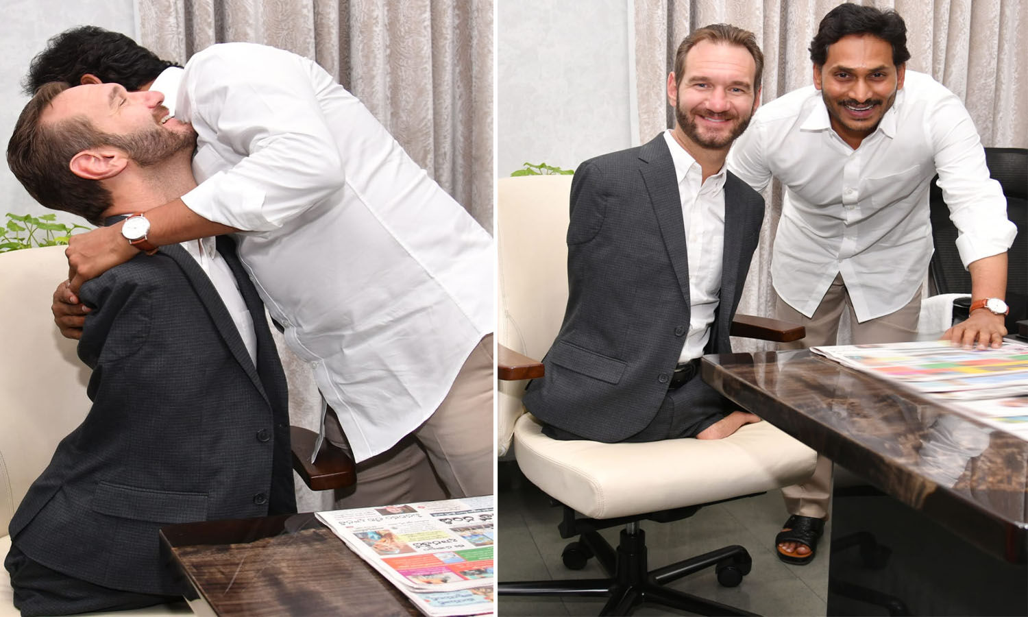 సీఎం జగన్ను కలిసిన ప్రపంచ ప్రఖ్యాత మోటివేషనల్ స్పీకర్ నిక్ వుజిసిక్ ... సీఎం జగన్ను కలిసిన ప్రపంచ ప్రఖ్యాత మోటివేషనల్ స్పీకర్ నిక్ వుజిసిక్ ...